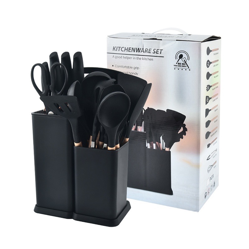 19pcs Set Silicone Kitchen Utensil Kitchen Knife Sets Non-stick Cooking ...