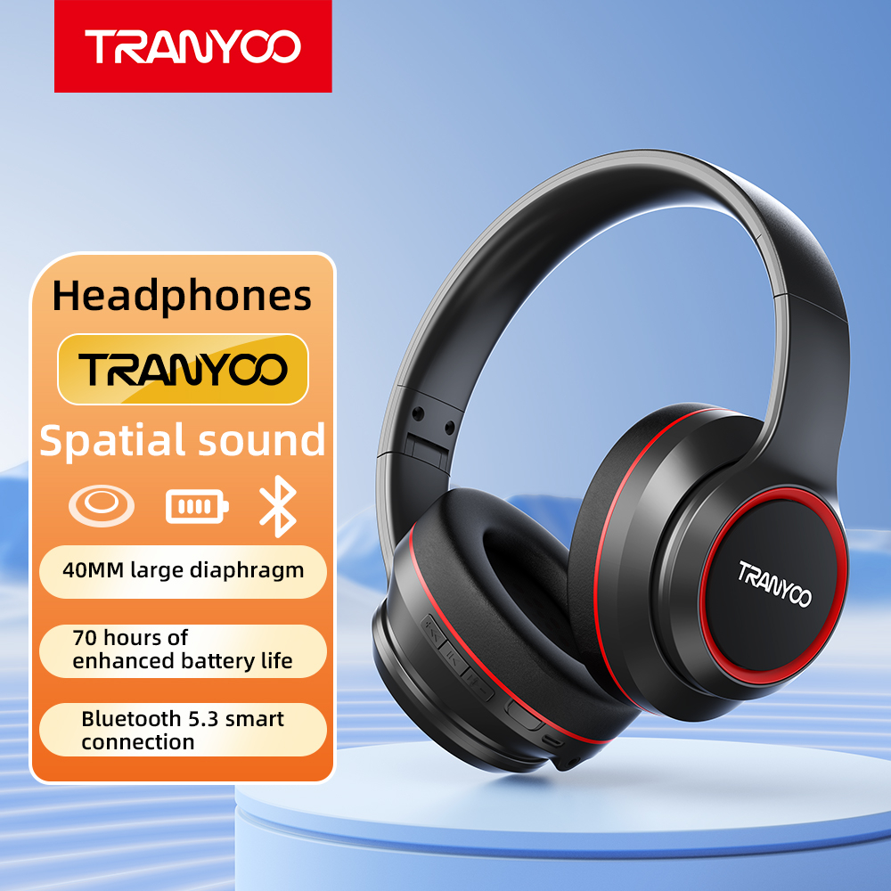 Tranyoo T-H6 Bluetooth Headset Wireless Headphones With Mic Noise Cancellation Heavy Bass Sport ...