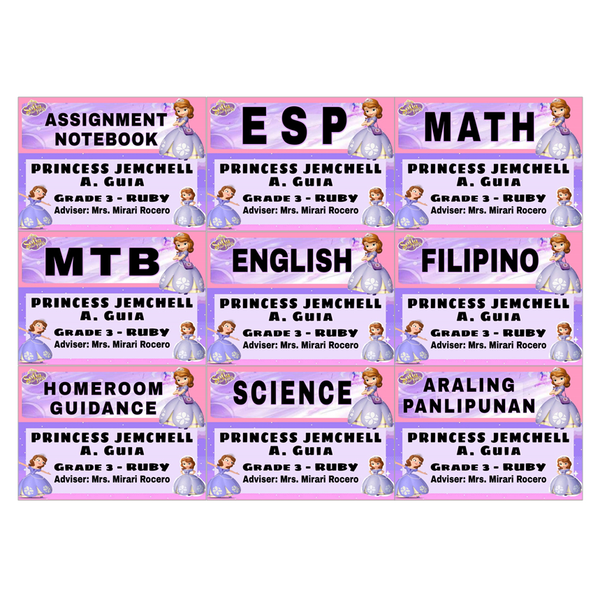 SUBJECT STICKER CUSTOMIZED/PERSONALIZED NOTEBOOK STICKER (10 sticker ...