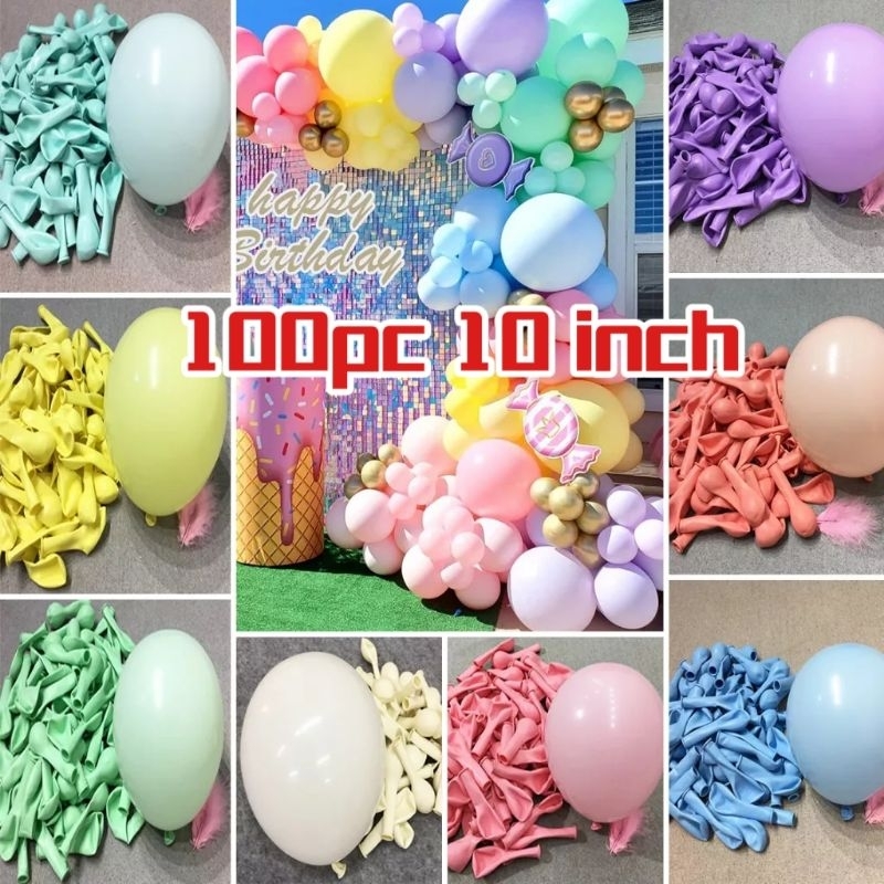 100pc 10 inch macaron glossy latex balloons Birthday decor Party ...