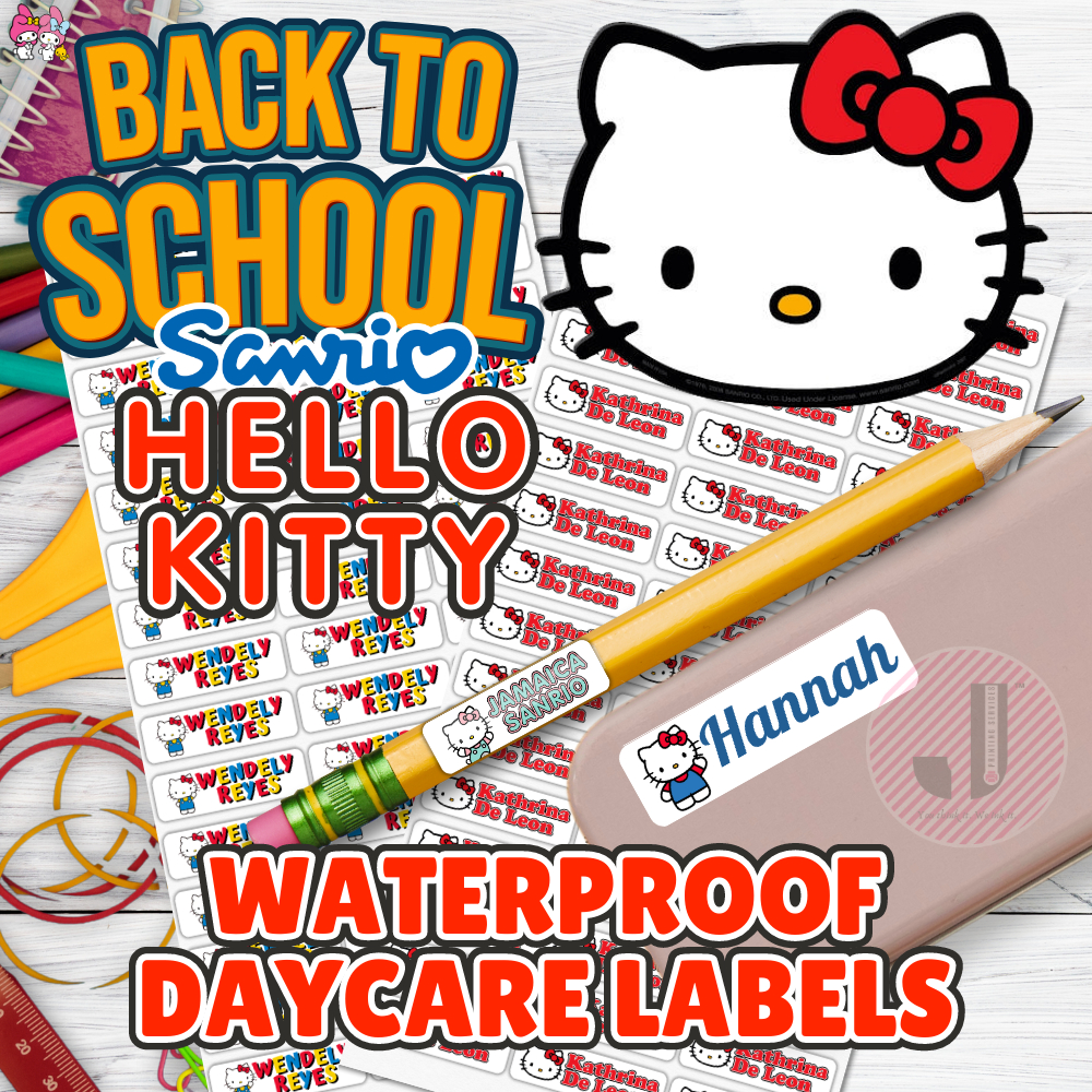 SANRIO Hello Kitty Waterproof Daycare Labels, Preschool Labels, Name ...