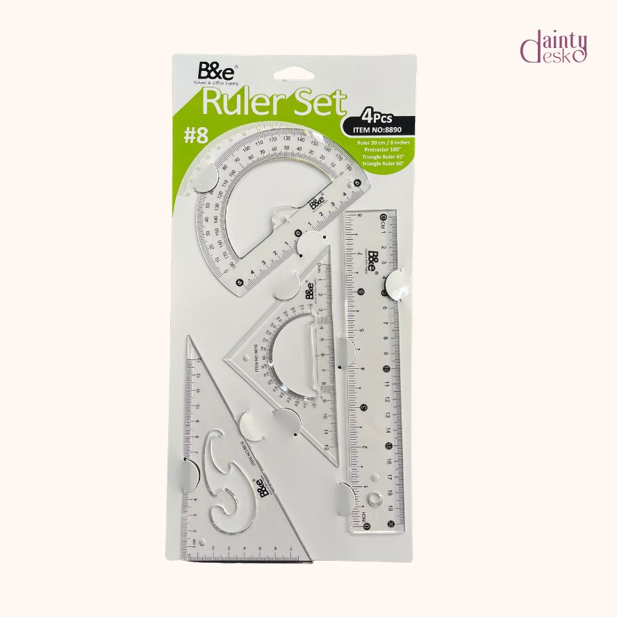 B&E Ruler Set (with protractor & triangle rulers) | Shopee Philippines