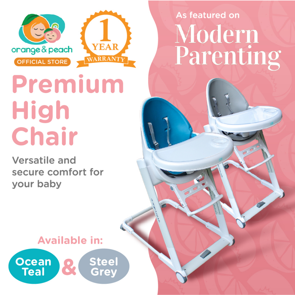 Orange and Peach Premium High Chair Pod (Ocean Teal and Steel Grey ...