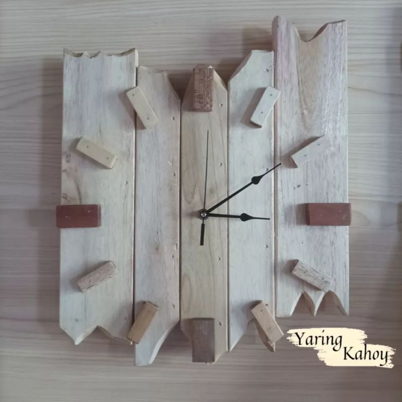 WALL CLOCK CRAZY CUT NATURAL Hanging Wall Clock analog display wood ...