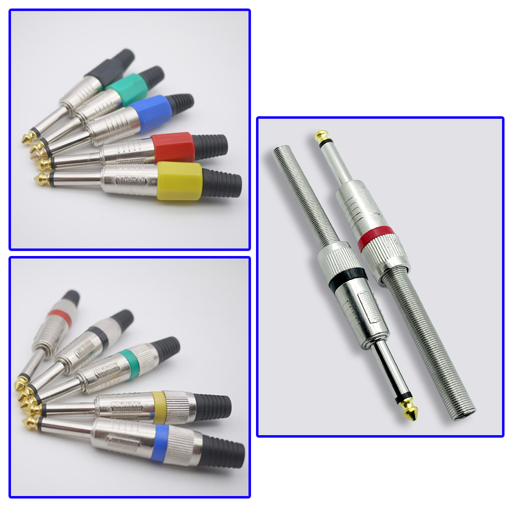 ⭐ 1pc PL55 MONO MICROPHONE PLUG, 6.35 AUDIO CONNECTOR, COLORED RING ...