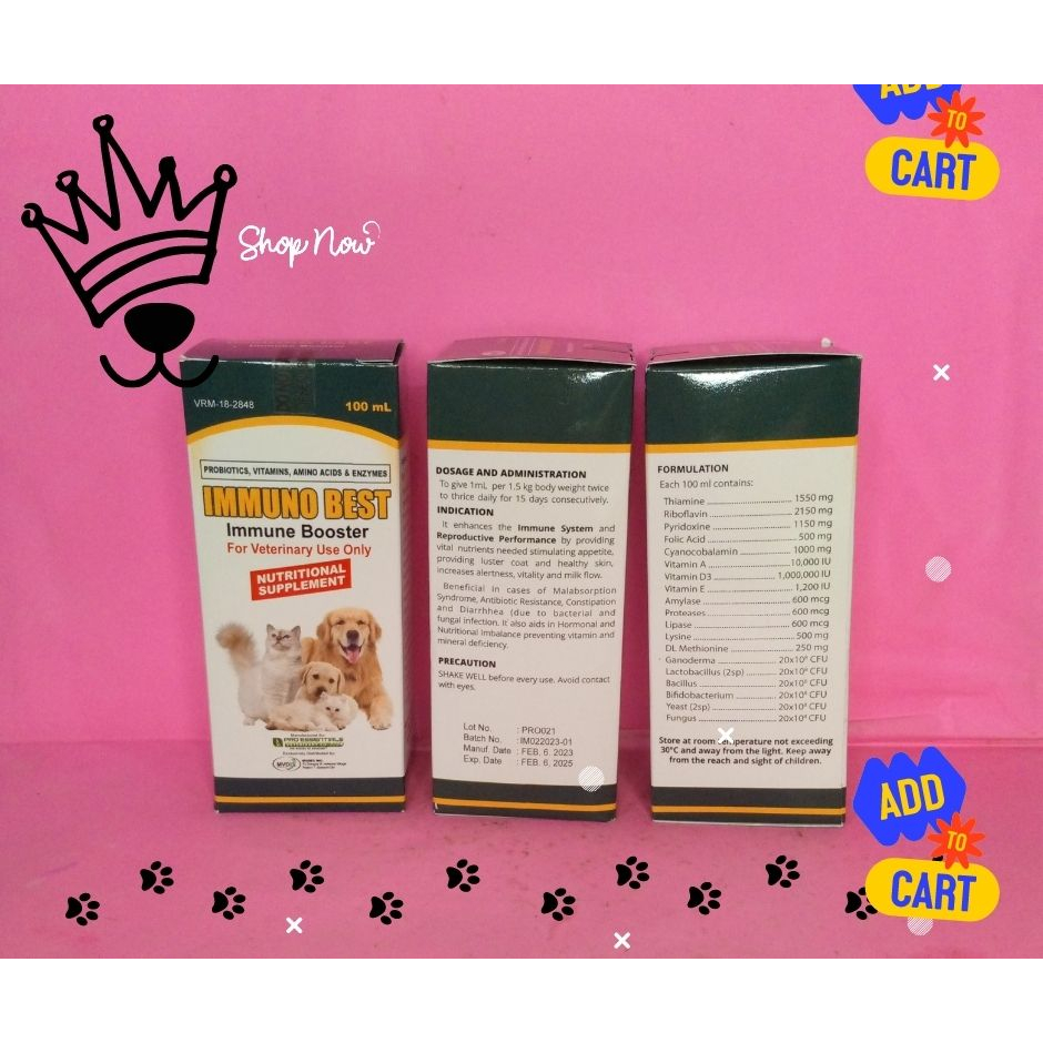 Immuno Best Probiotic and Multivitamins for Dogs and Cats (100ml ...