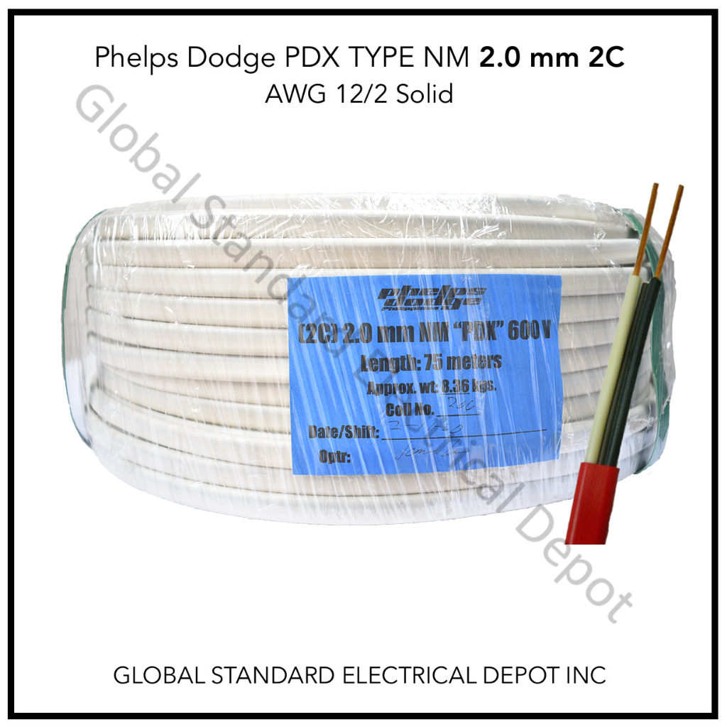 Phelps Dodge PDX TYPE NM 2.0mm (#12/2) 2C [75 Meters] | Shopee Philippines