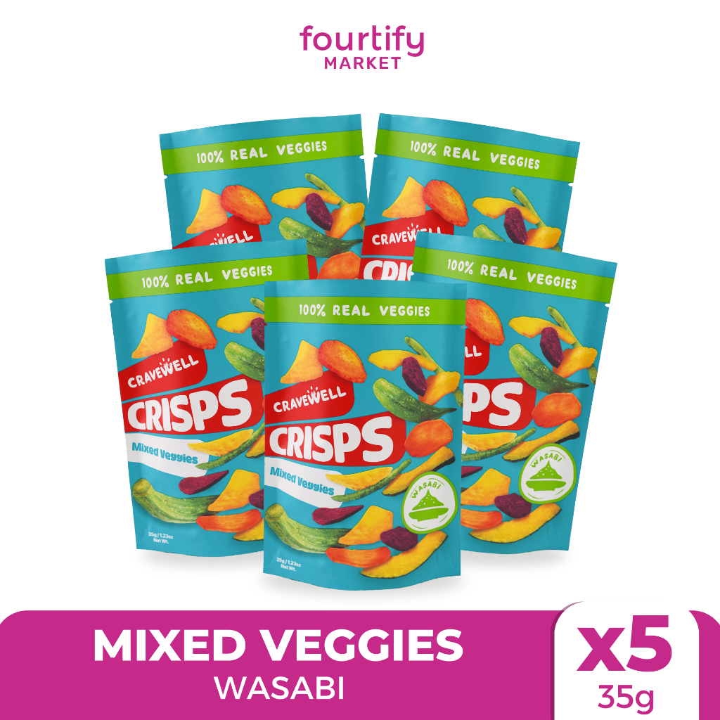 Cravewell Mixed Veggie Crisps Wasabi in High Five Bundle - Pack of 5 ...