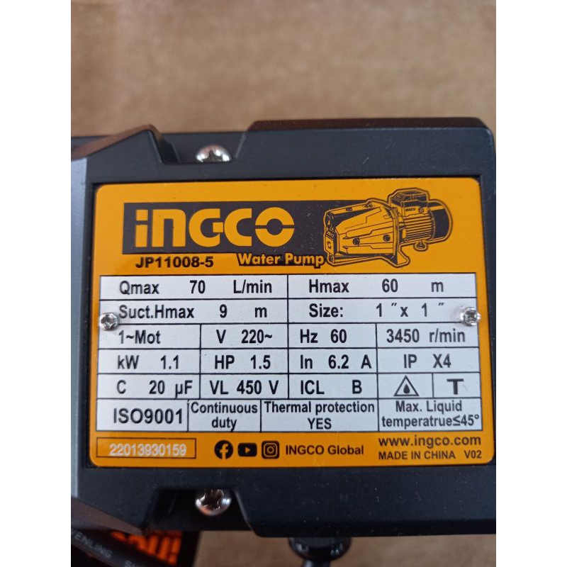 INGCO water pump/jet pump | Shopee Philippines