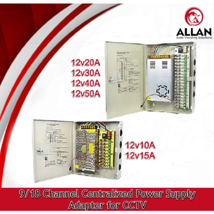 ALLAN 9/18 Channel 12V 10A/15A/20A/30A/40A/50A DC Centralized Power ...