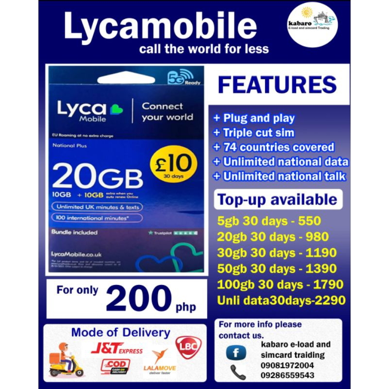 LYCAMOBILE uk for seafarers | Shopee Philippines
