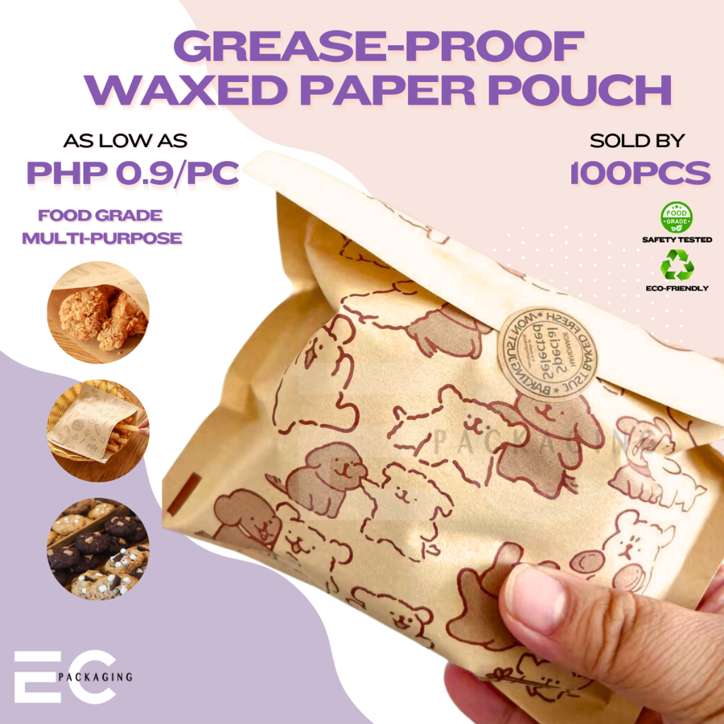 [EC] 100Pcs Greaseproof Paper Bag Pouch Food Wrapper Sandwich Pouch ...