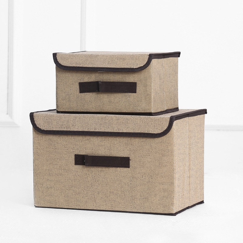 Foldable Fabric Storage Box with Space-Saving Design, Cotton Linen ...