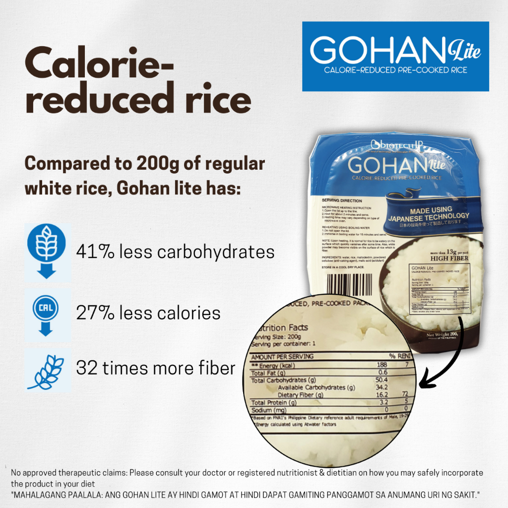 BiotechJP Gohan Lite Rice Low Carb Pre-cooked Rice in Pouch or Tray ...