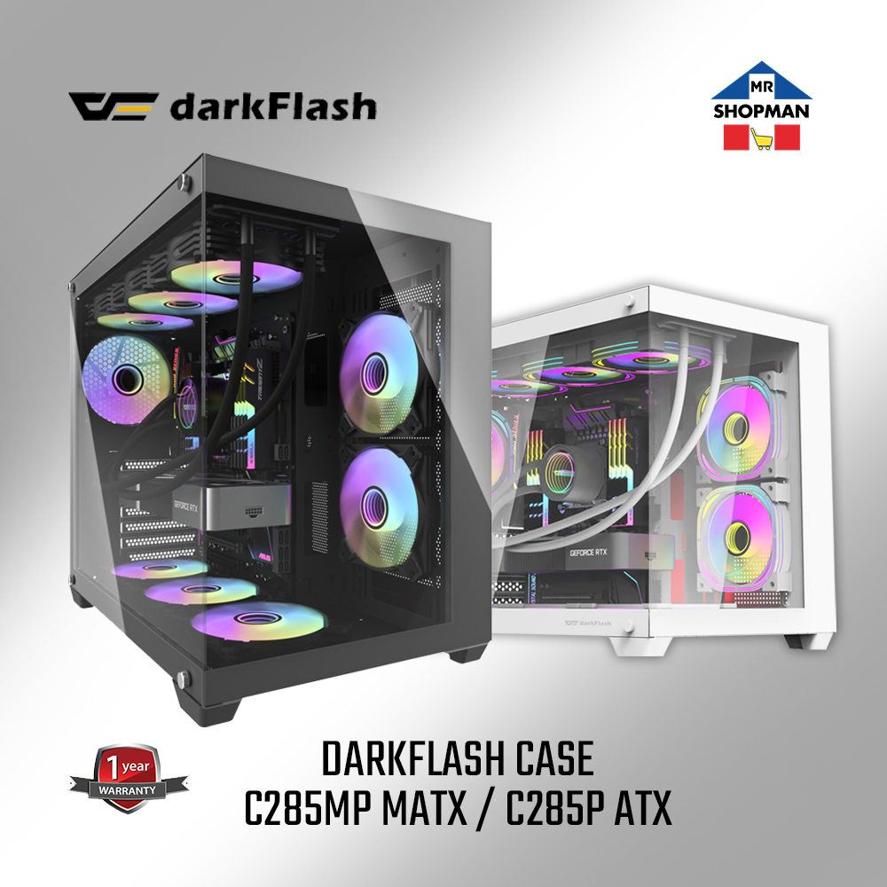 DarkFlash C285MP MATX / C285P ATX Tempered Glass Panoramic Side Transparent Desktop PC Case C285 ...