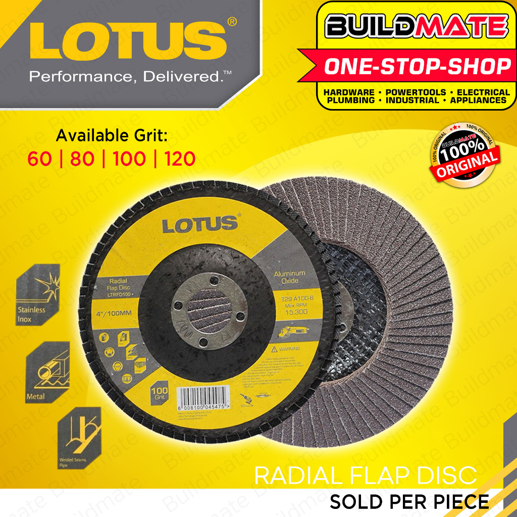 Buildmate x LOTUS Flap Sanding Disc 4" GRIT 36/60/80/100/120 | Shopee ...