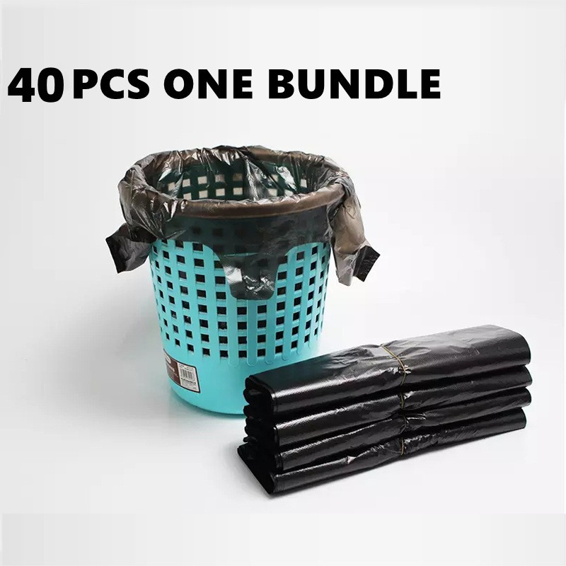 40 Piece One Bundle Disposable Black Trash Bag with Handle Garbage Bags ...