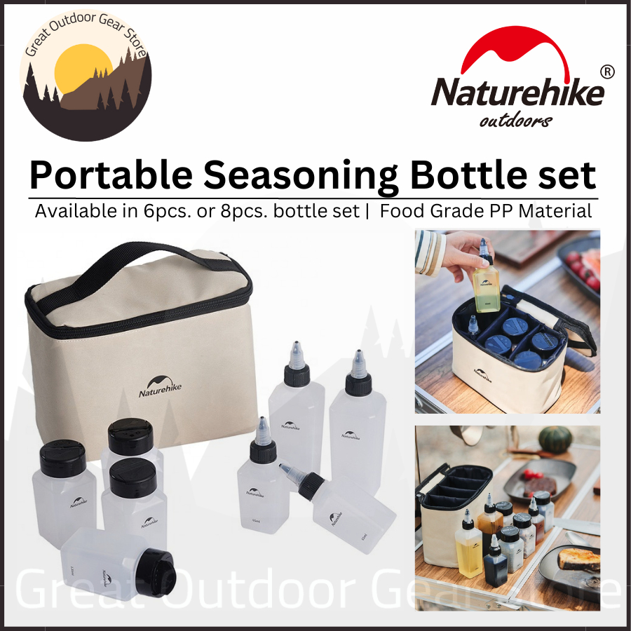 NATUREHIKE Outdoor Portable Seasoning Condiments Bottle Container Set ...