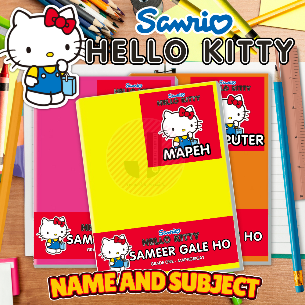 HELLO KITTY Design NAME AND SUBJECT NOTEBOOK STICKER LABELS | SANRIO ...