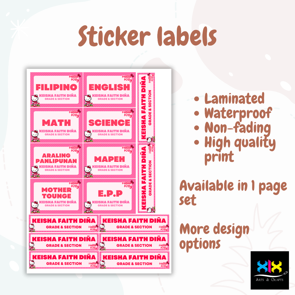 Personalized Notebook Subject Sticker Labels Laminated Waterproof ...