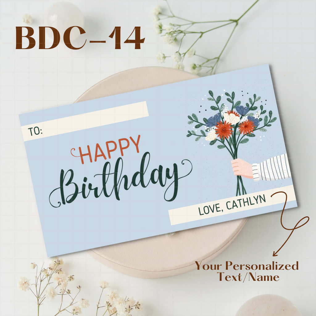 Floral Birthday Greeting Card / Gift Card / Gift Tag - Personalized ...