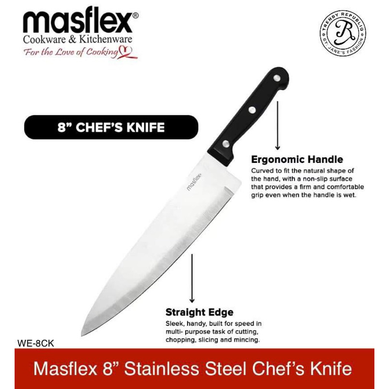 Masflex Original 8 Inches Stainless Steel Chef Knife | Shopee Philippines