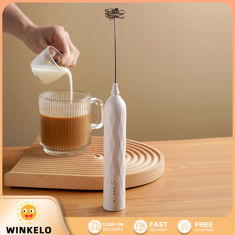 2in 1 Handheld Electric USB Charging Egg Beater Milk Frother Drink ...