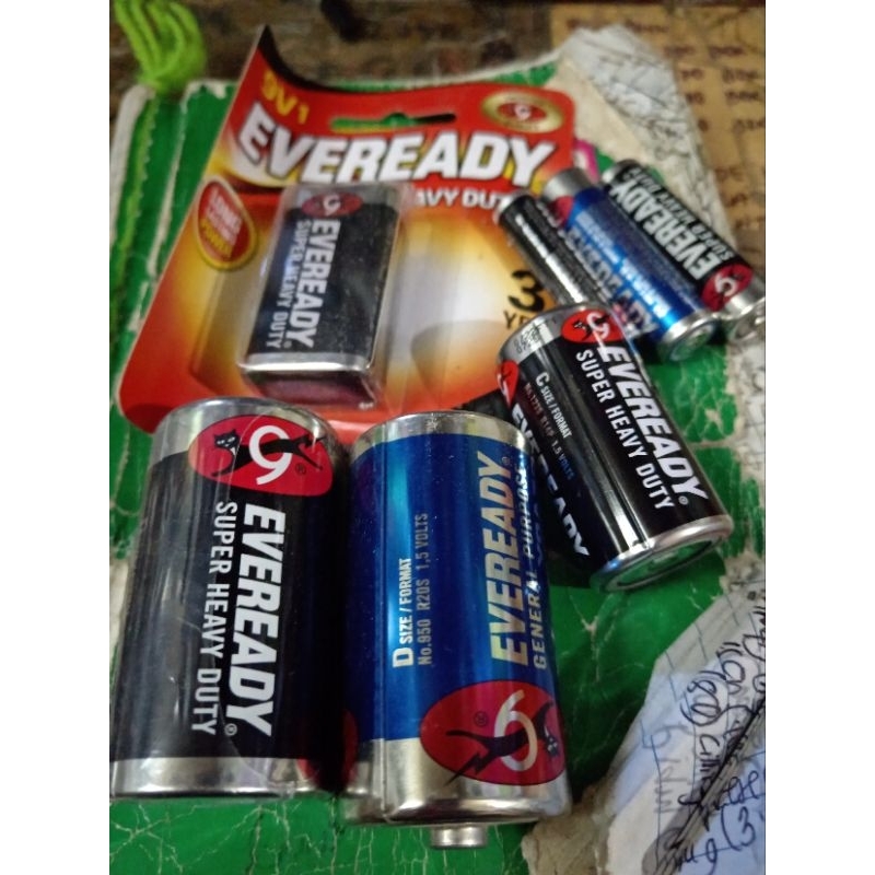per 2 pc original eveready batteries: 1.5V , black/blue D", C" , 2AA ...