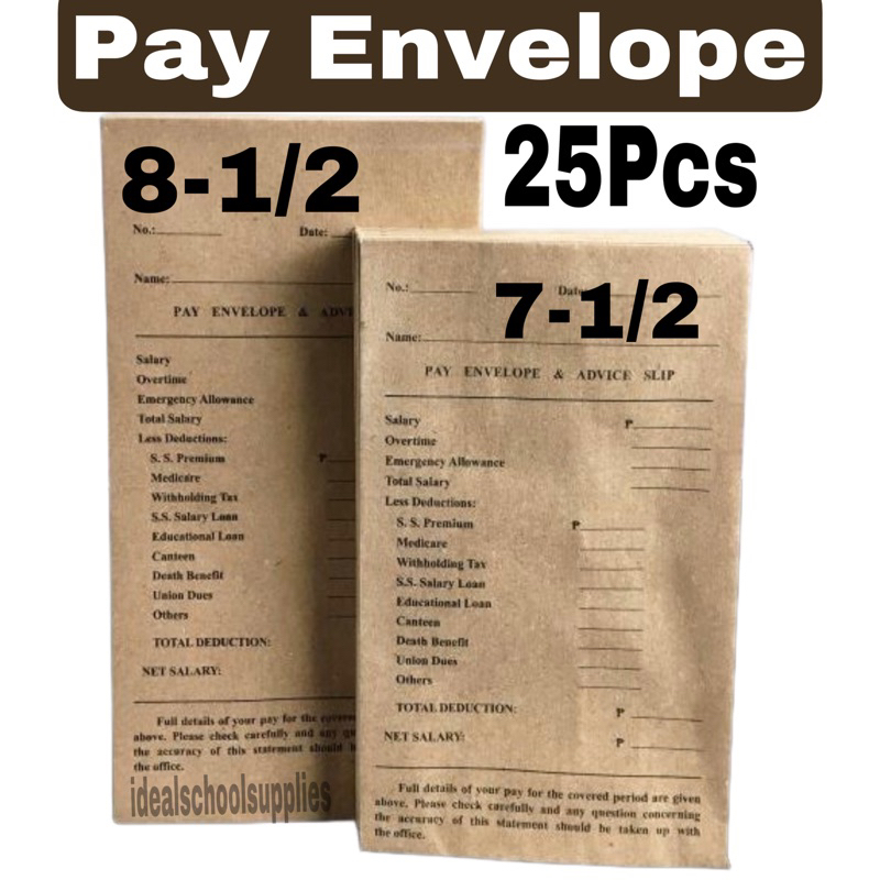 Pay Envelope/payroll/ Salary Sold Per 1 Pack 25 Pcs | Shopee Philippines