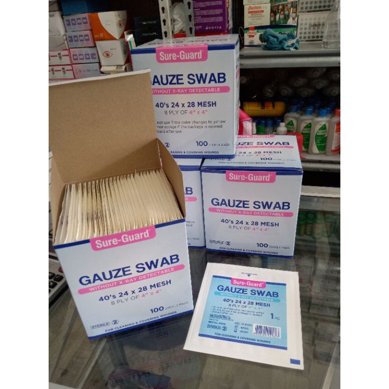 GAUZE SWAB STERILE 4x4x8 ply 100's SURE-GUARD | Shopee Philippines