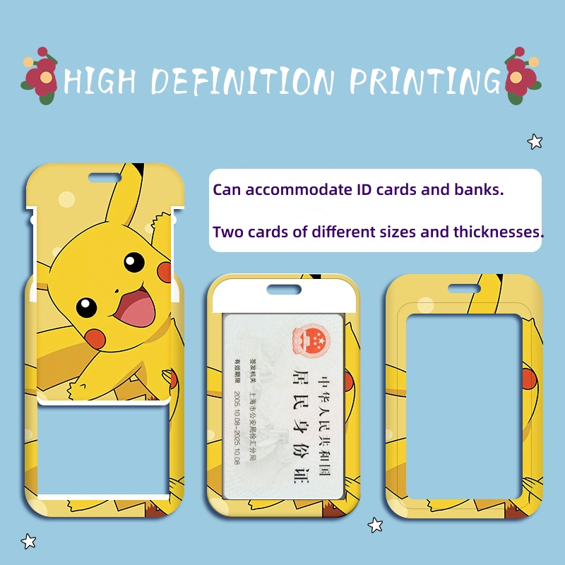 Pikachu cartoon business card box card lanyard badge ID card clip neck ...