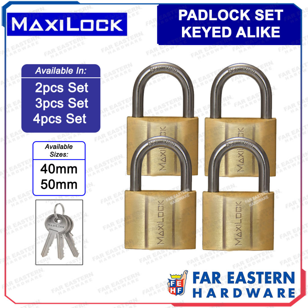 MAXILOCK Brass Padlock Set Keyed Alike 40mm | 50mm | Shopee Philippines