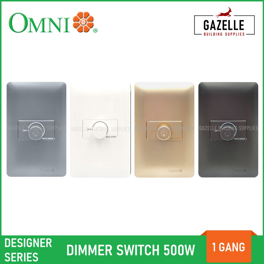 Omni Designer Series Dimmer Switch 500W 1 Gang - Ivory / Brass ...