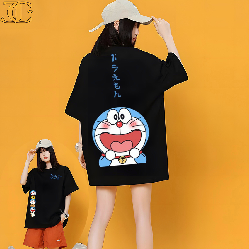 Doraemon Doraemon cartoon shirt men's and women's oversized cotton T ...