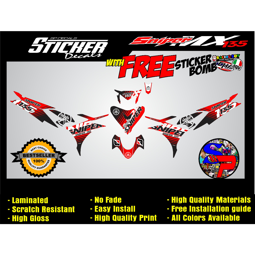 SNIPER MX 135 Yamaha Full Set STICKER DECALS Durable and High quality ...