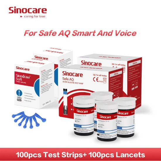 Sinocare Safe AQ Test Strips 100pcs with 100pcs Lancets -For Safe AQ ...