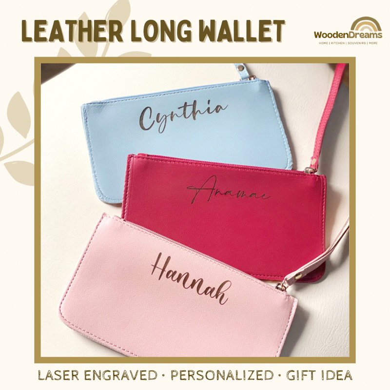 Personalized Leather Long Wallet (Laser Engraving) | Shopee Philippines