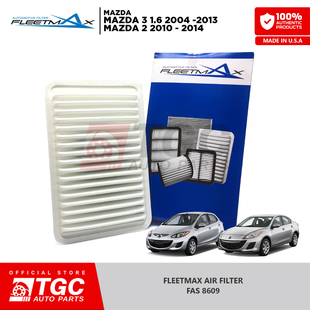 Fleetmax Air Filter / Air Cleaner MAZDA 3 1.6 2004 -2013 / MAZDA 2 2010 ...