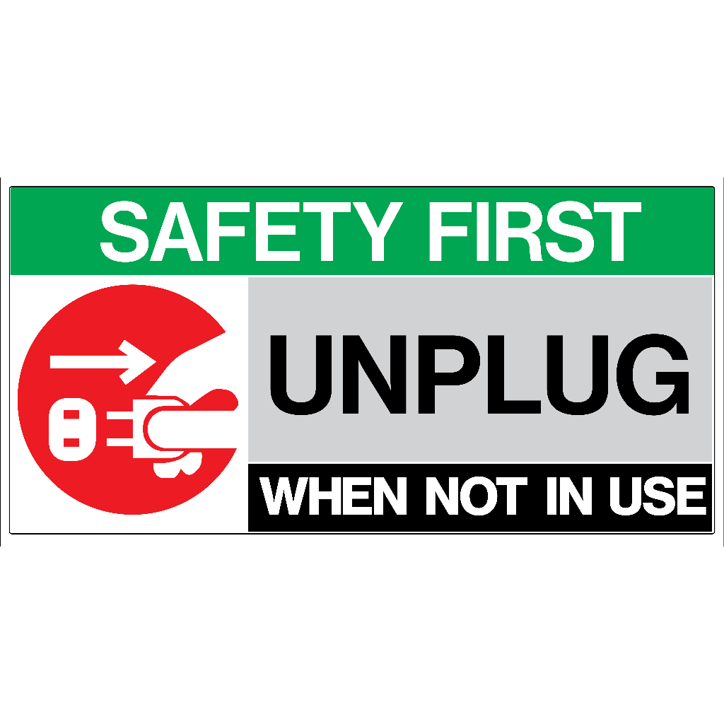Unplug When Not in Use Safety Signs, Signage for Household, Offices and ...