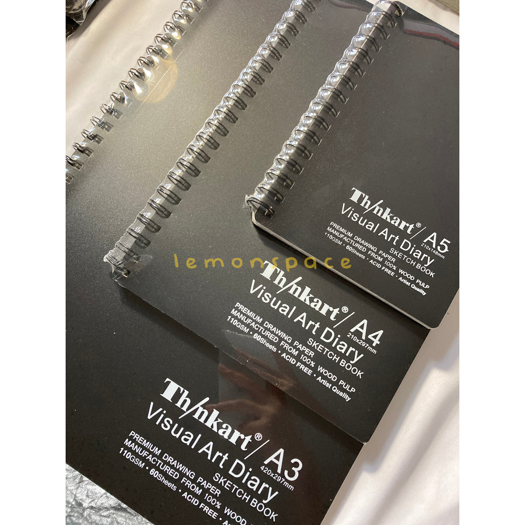 60 sheets A3 A4 A5 Black Spring Travel Sketch Book 110gsm notebook ...
