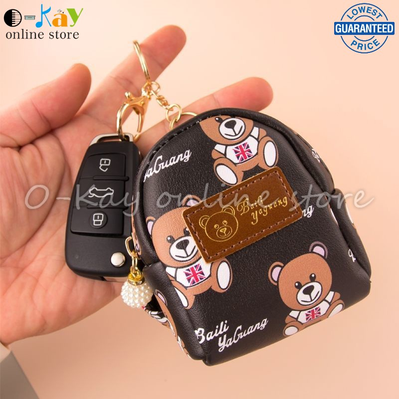 O-KAY Coin Purse Girl Heart Tik Tok Red Cute Bear Schoolbag Keychain ...