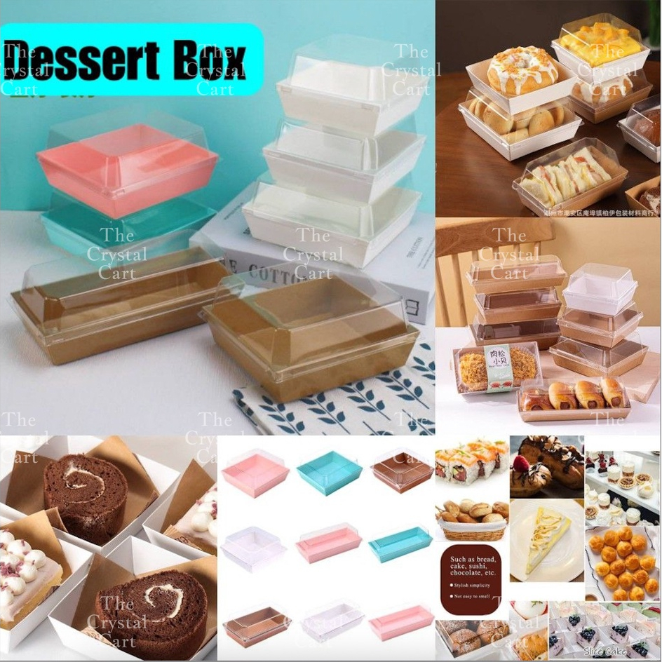 10pcs Disposable Kraft Dessert Square Rectangle Packaging Box Take Out ...