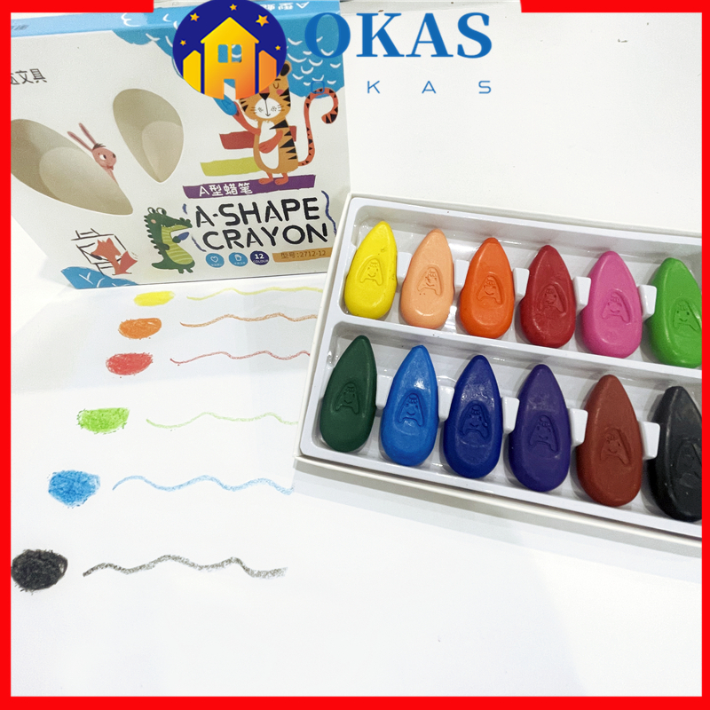 12 Colors Crayons Set Non-Toxic Washable Crayon Toy Easy To Hold Water ...