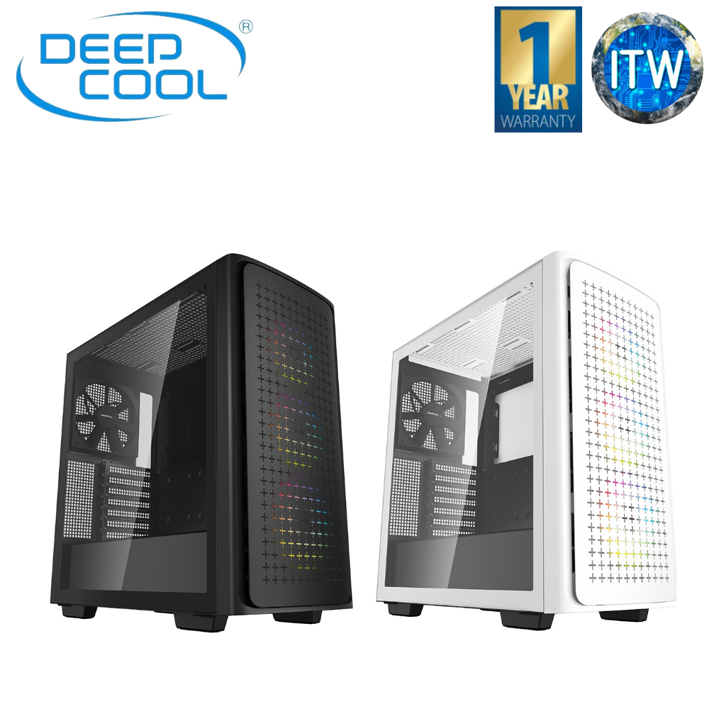 ITW | DeepCool CK560 Mid-Tower Tempered Glass PC Case (Black and White ...