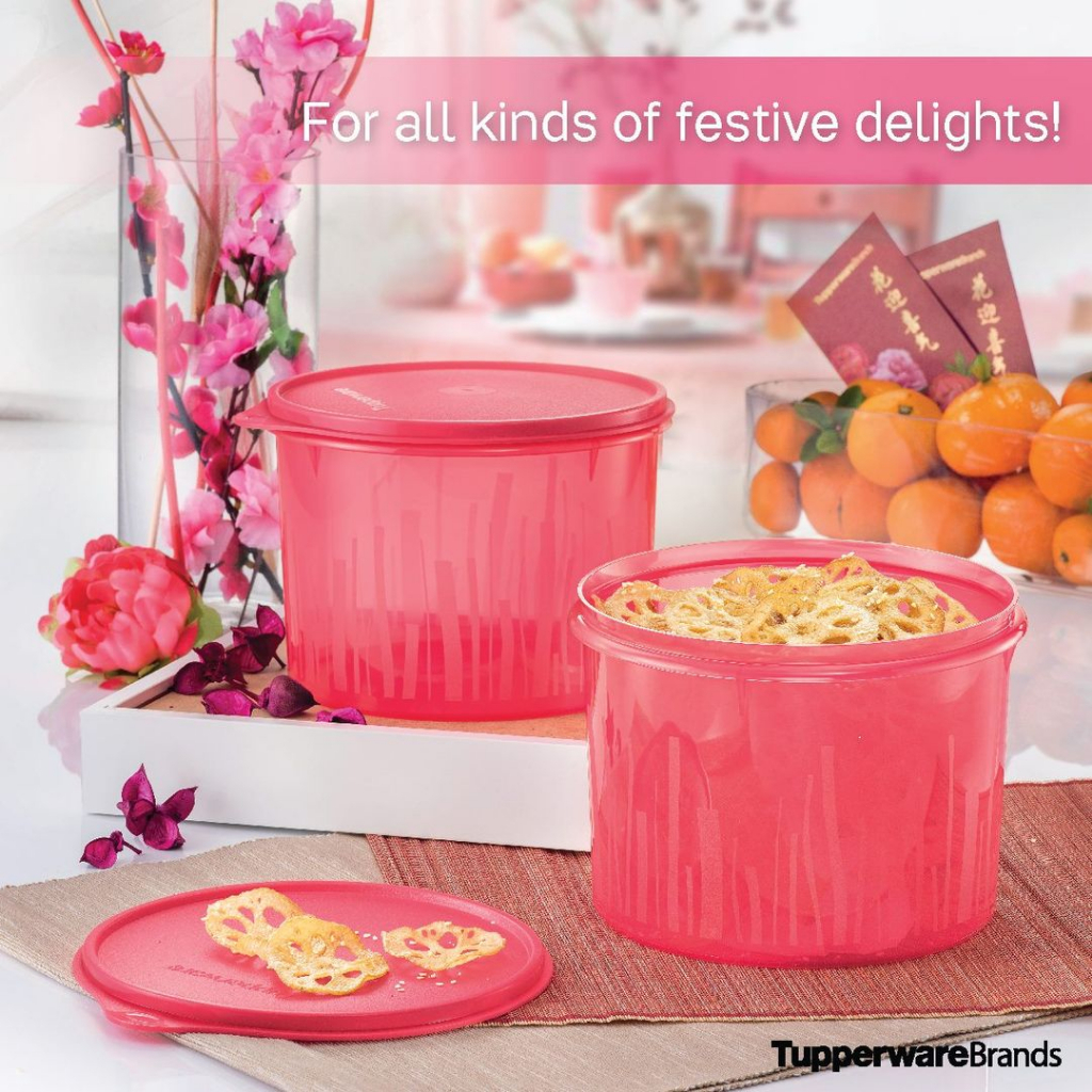 set of 2 Tupperware Textured Canister 2.4L Food storage Big Container ...