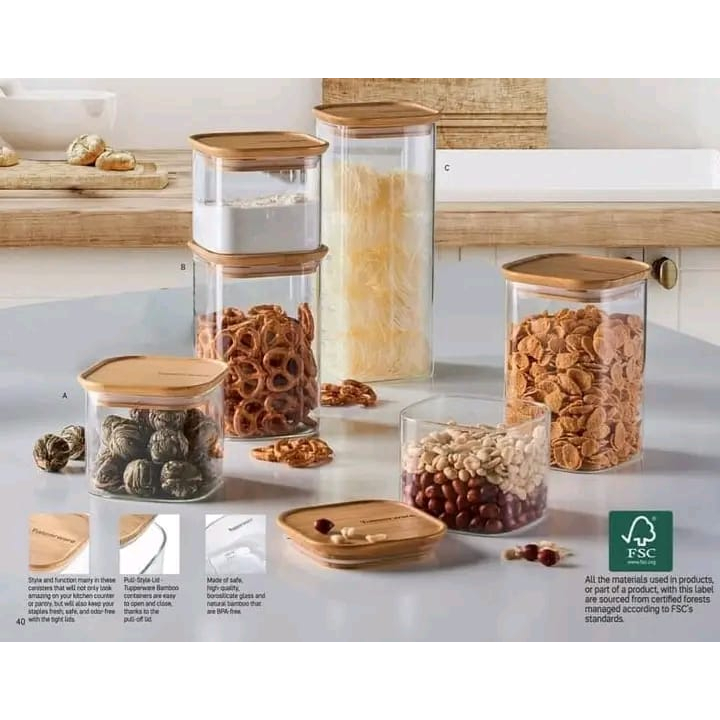 Tupperware Bamboo Clear Jar Canister per Piece | Shopee Philippines