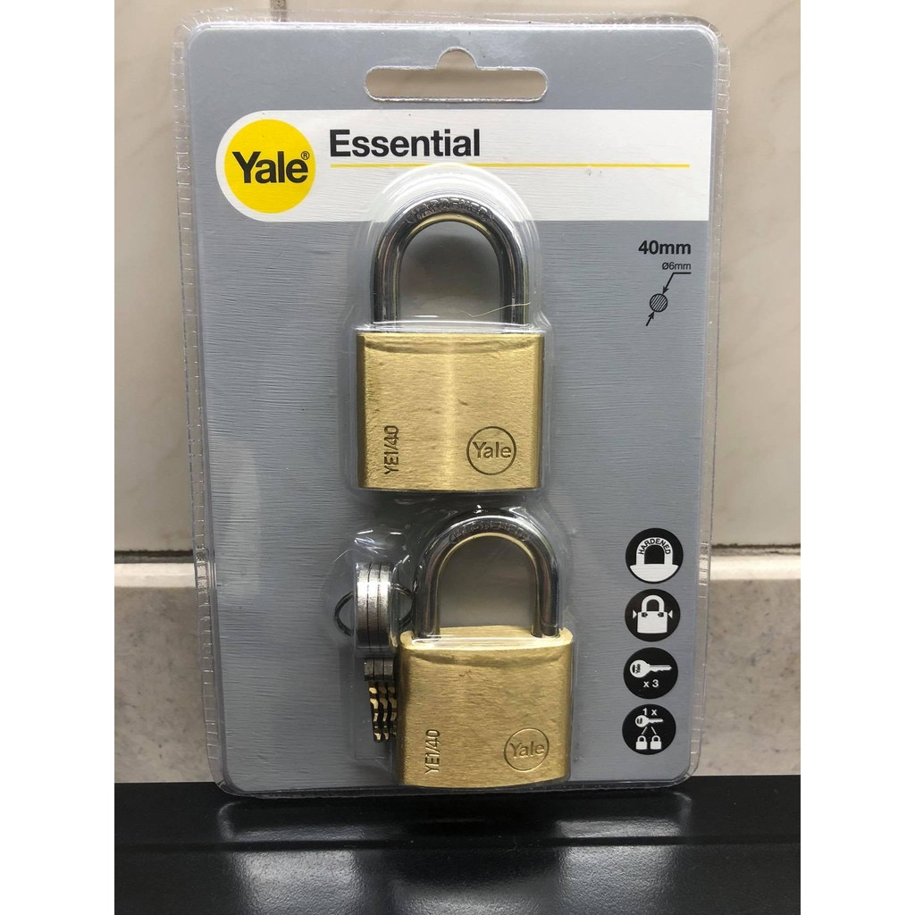 Yale Essential Brass Padlock, 20mm,30mm and 40mm ( pack of 2 and 4 ) | Shopee Philippines