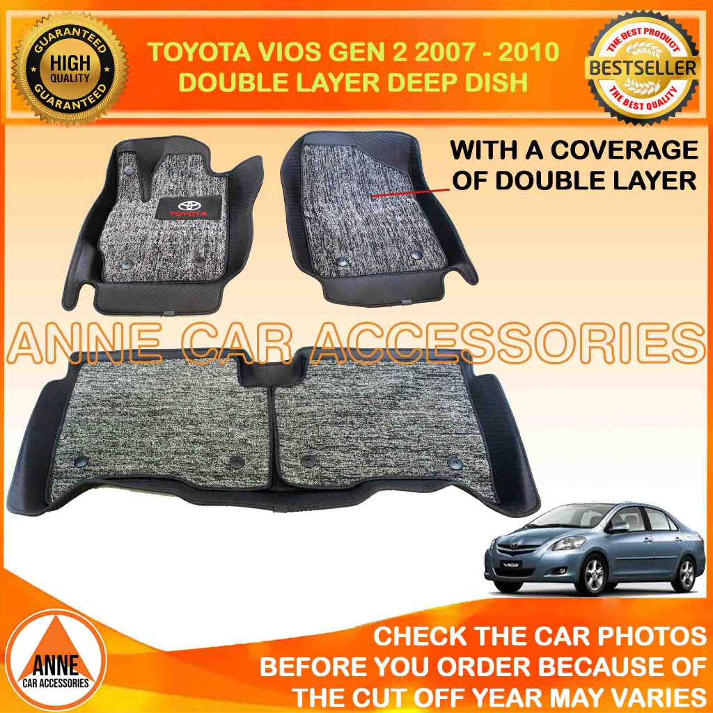 Double Layer 7D Deep Dish Matting for Toyota Vios Gen 2 2007 - 2013 ...