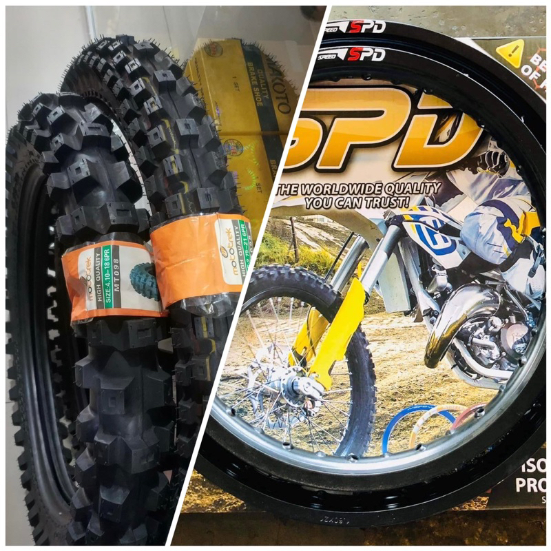 Mototrek Motocross Tire with rim alloy black 18/21 19/16 275x21 410x18 ...