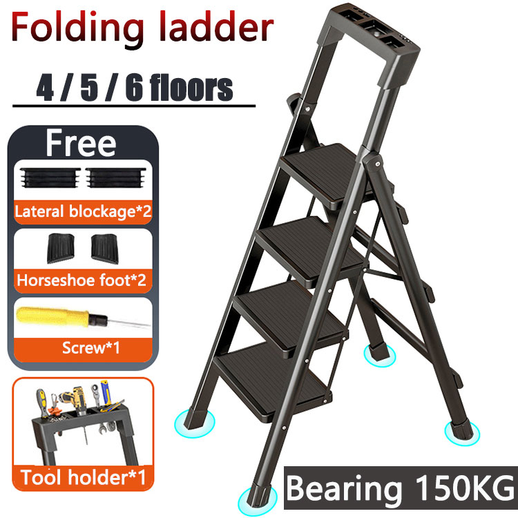【bearing 150kg】4 5 6step Aluminum Folding Ladder Handrail Ladder